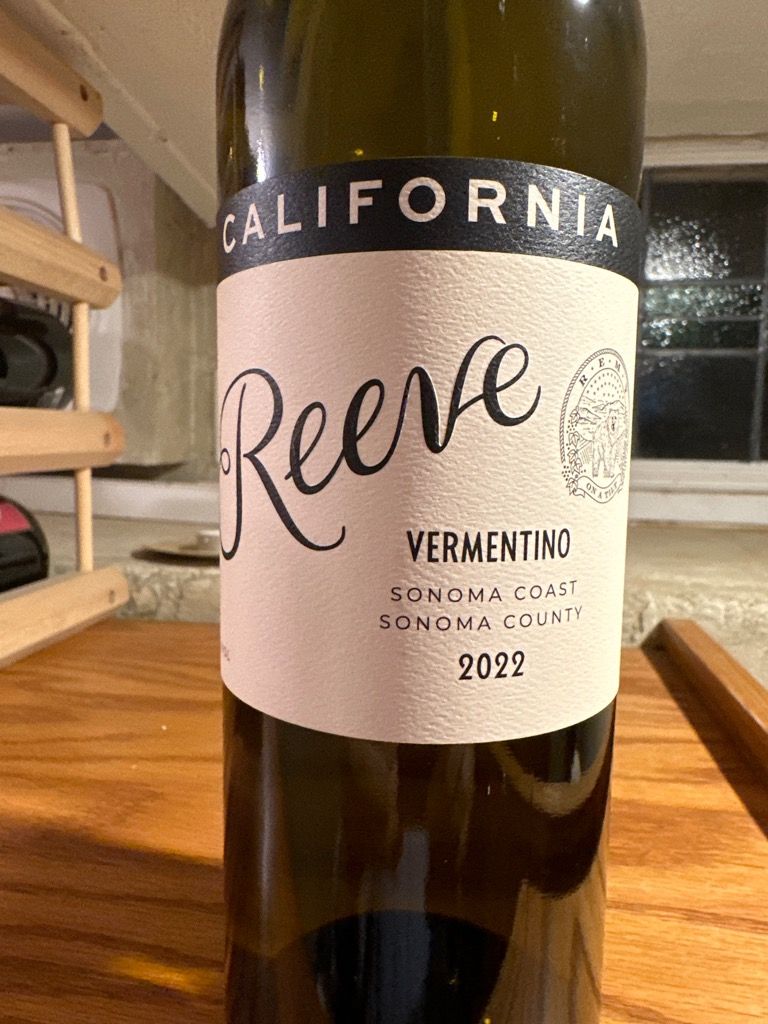 2022 Reeve Wines Vermentino, USA, California, Sonoma County - CellarTracker