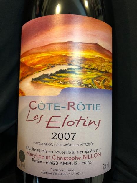 2007 Christophe Billon Côte-Rôtie Les Elotins, France, Rhône, Northern ...