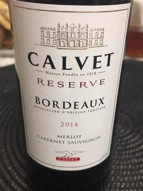 2014 Calvet Reserve - Merlot / Cabernet Sauvignon, France, Bordeaux ...