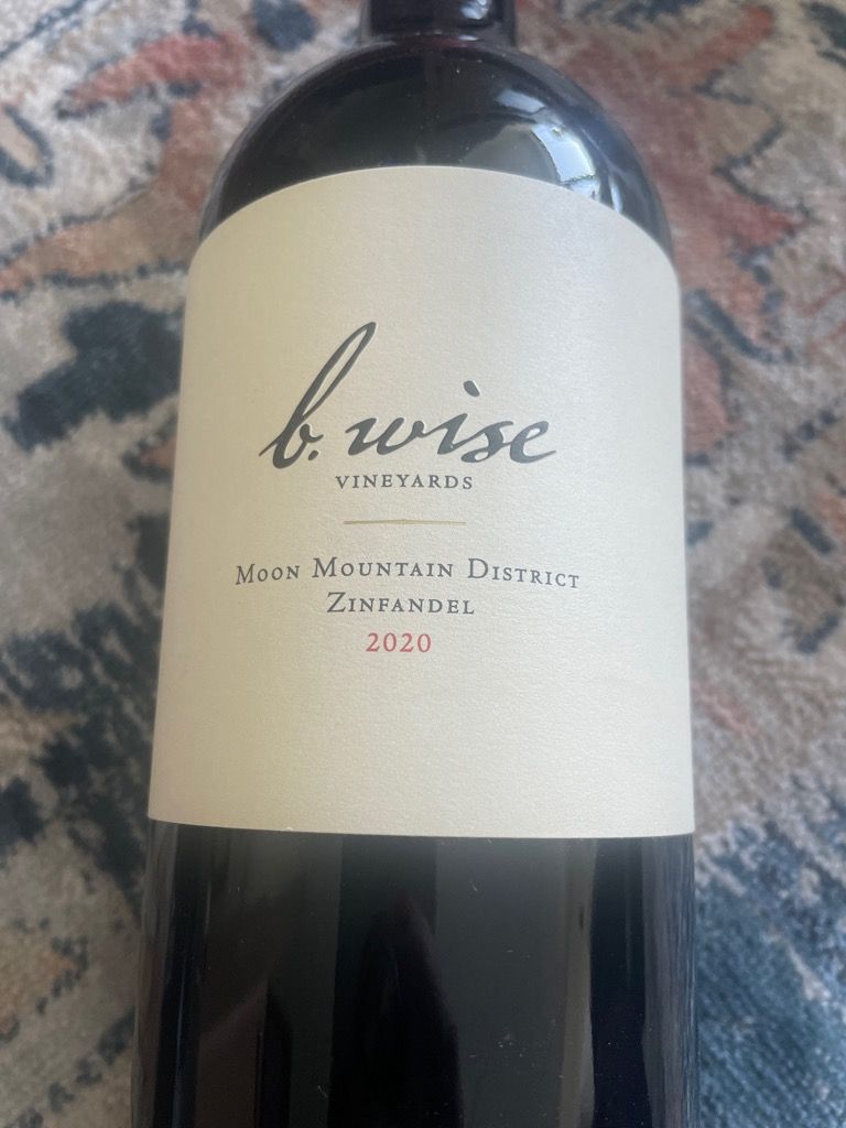 2020 B. Wise Vineyards Zinfandel Moon Mountain District, USA ...