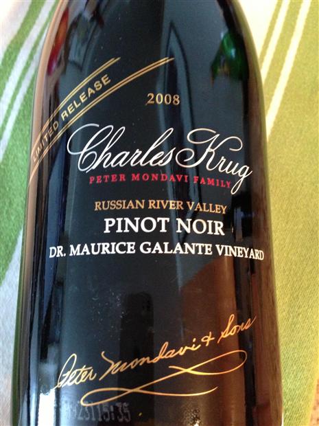 2008 Charles Krug Winery (Peter Mondavi Family) Pinot Noir Limited ...