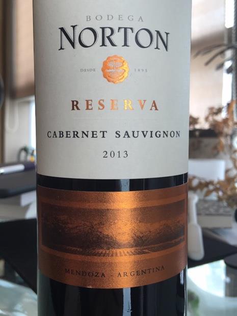 2013 Bodega Norton Cabernet Sauvignon Reserva, Argentina, Mendoza, Lujan de Cuyo - CellarTracker