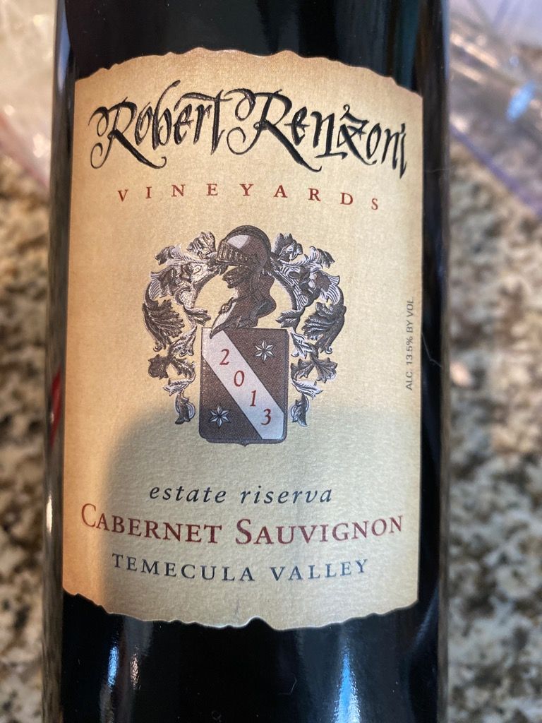 2021 Robert Renzoni Cabernet Sauvignon Estate Riserva, USA, California ...