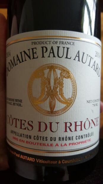 2014 Domaine Paul Autard Côtes du Rhône, France, Rhône, Southern Rhône ...
