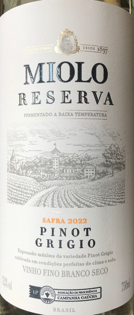 2022 Miolo Pinot Grigio Reserva, Brazil, Rio Grande do Sul, Campanha ...