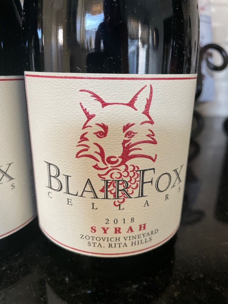 2018 Blair Fox Syrah Zotovich Vineyard, USA, California, Central Coast ...