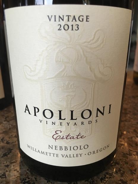 2014 Apolloni Vineyards Nebbiolo, USA, Oregon, Willamette Valley ...