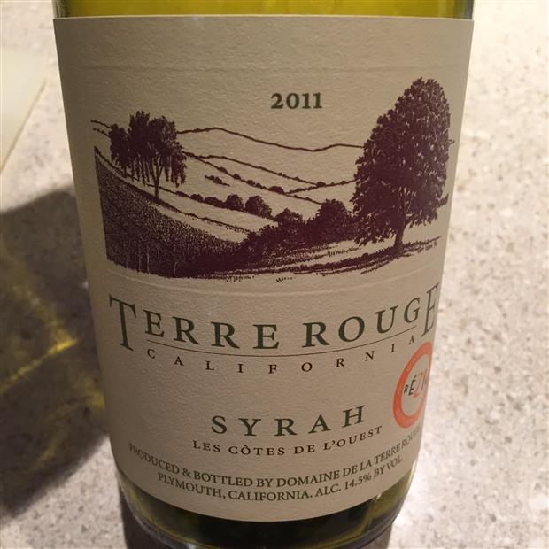 2011 Domaine de la Terre Rouge Syrah Les Cotes de l'Ouest, USA ...