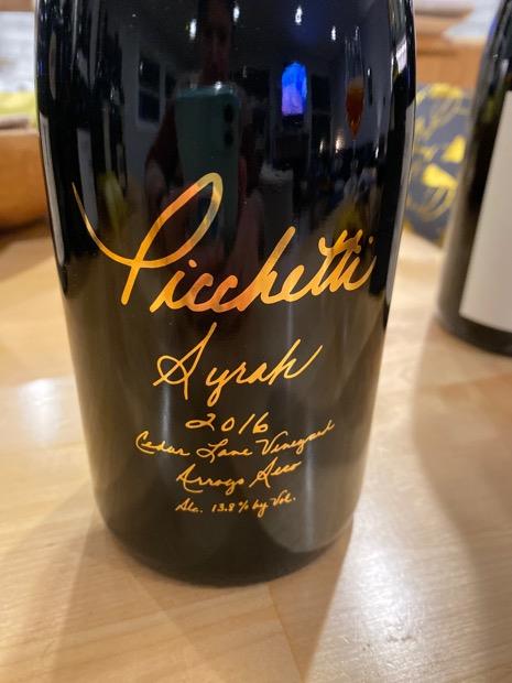 2016 Picchetti Winery Syrah Cedar Lane Vineyard, USA, California ...