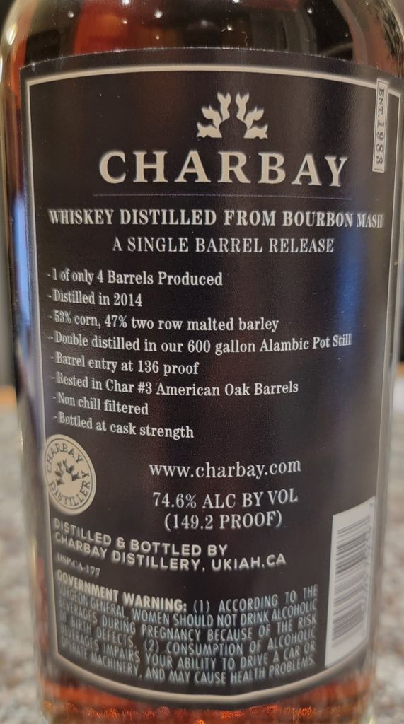 2022 Charbay Distillery 8 Year Whiskey Distilled from Bourbon Mash ...