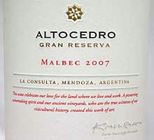 2007 Altocedro Malbec Gran Reserva, Argentina, Mendoza, Valle de Uco ...