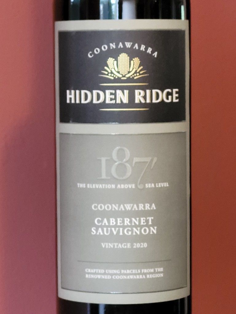 2020 Hidden Ridge Wines Cabernet Sauvignon 187' Coonawarra, Australia ...