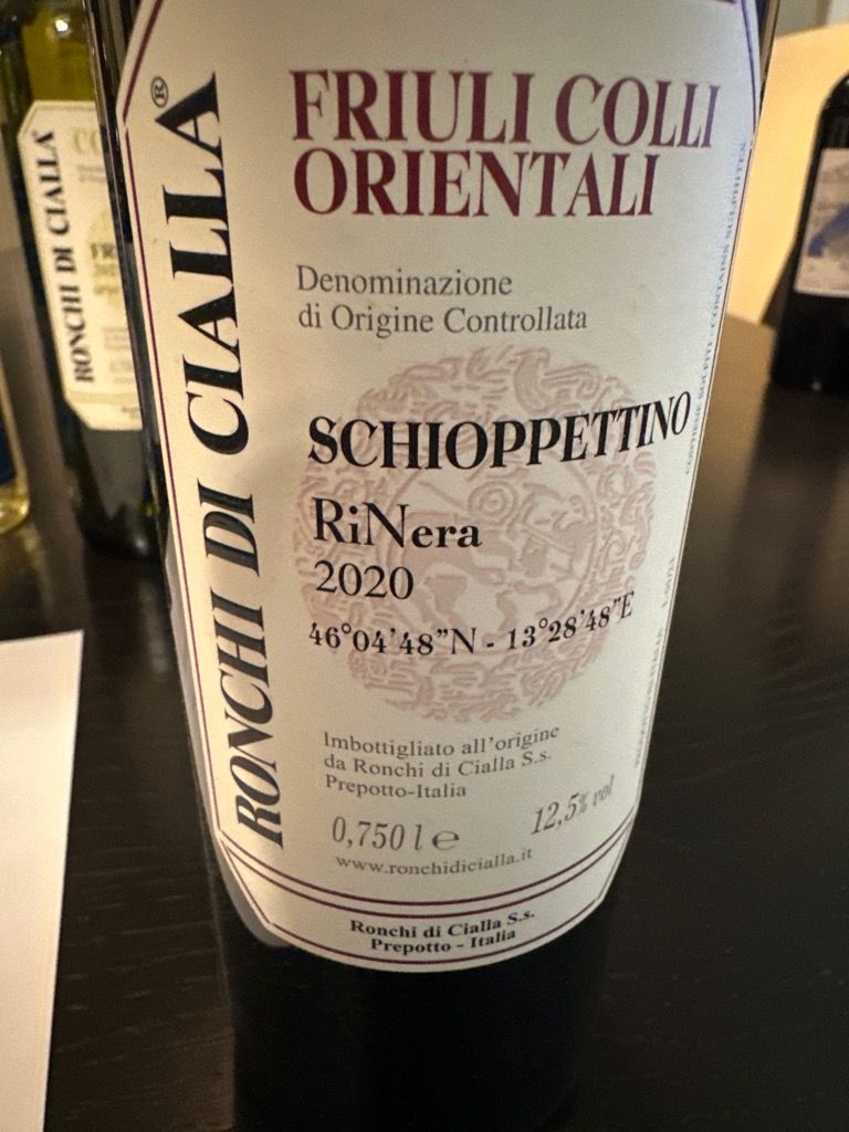 2020 Ronchi di Cialla Collio Schioppettino Rosso RiNera, Italy, Friuli ...