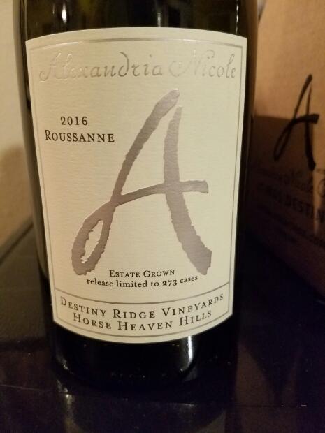 2016 Alexandria Nicole Roussanne Destiny Ridge Vineyards, USA ...