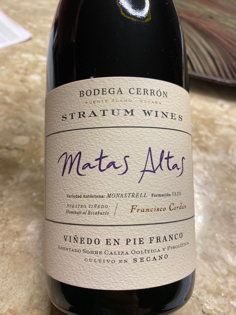 2021 Bodega Cerron Monastrell Jumilla Stratum Wines Matas Altas, Spain ...