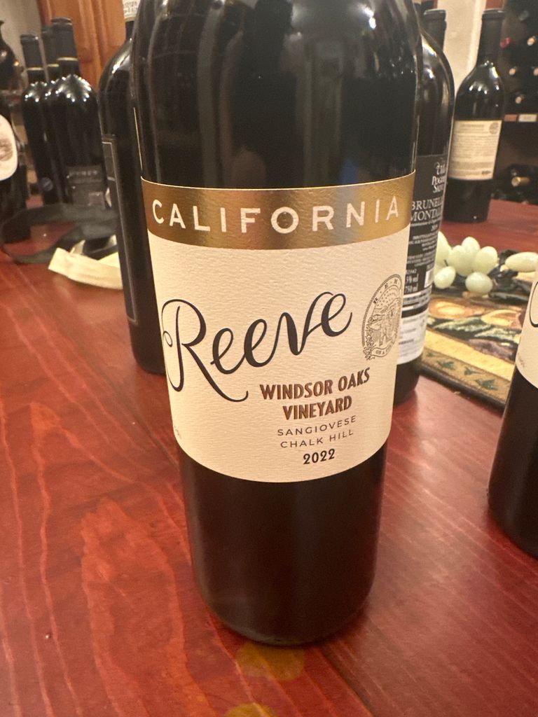 2022 Reeve Wines Sangiovese, USA, California, Sonoma County, Chalk Hill ...
