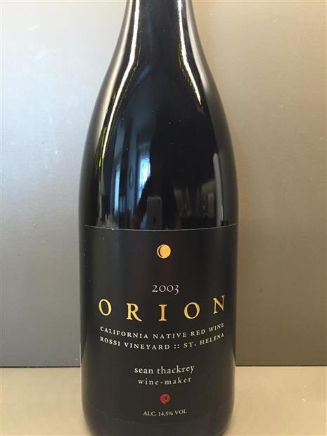 2003 Sean Thackrey Orion Rossi Vineyard, USA, California, Napa Valley ...
