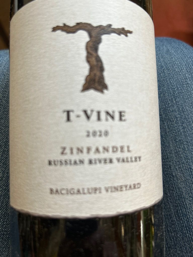 2021 T-Vine Cellars Zinfandel Russian River Valley Bacigalupi Vineyard ...