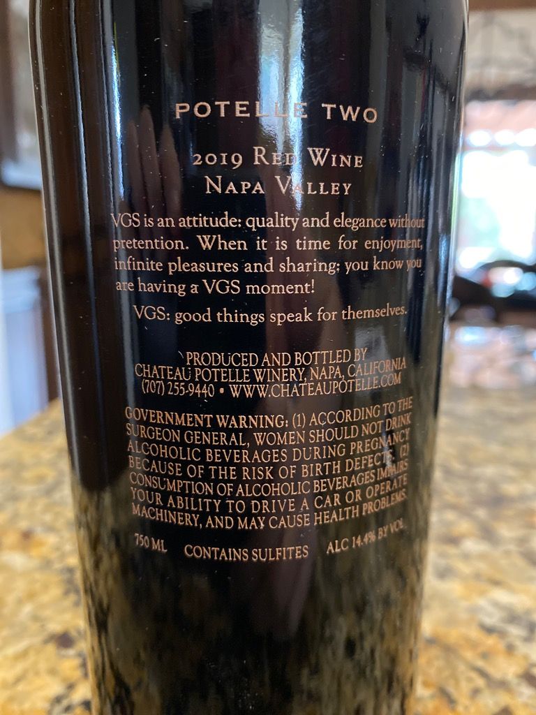 2019 Chateau Potelle VGS Two, USA, California, Napa Valley - CellarTracker