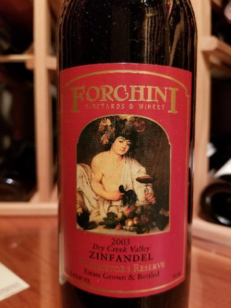 1998 Forchini Zinfandel Old Vine Proprietor's Reserve Estate, USA ...