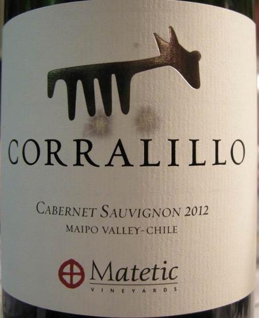 2012 Matetic Vineyards Cabernet Sauvignon Corralillo, Chile, Maipo ...
