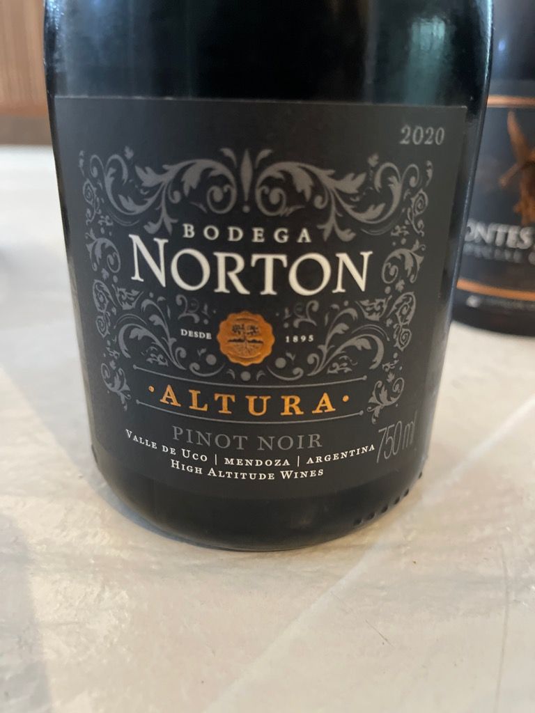 2021 Bodega Norton Pinot Noir Altura, Argentina, Mendoza, Valle de Uco - CellarTracker