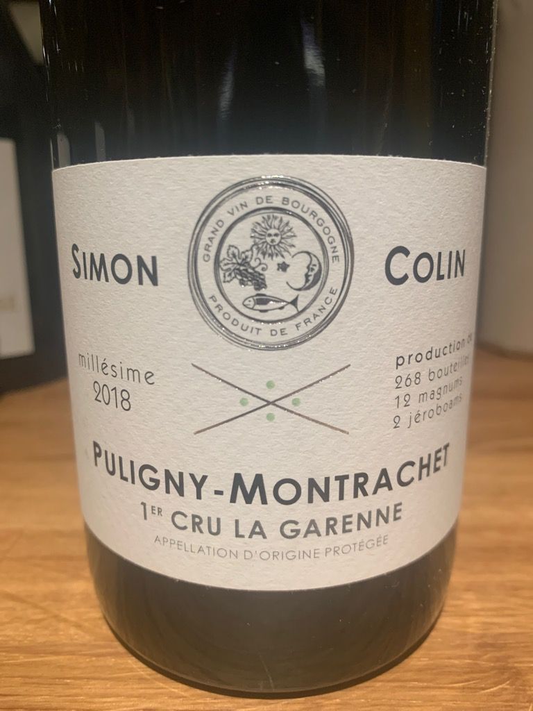 2018 Simon Colin Puligny-Montrachet 1er Cru La Garenne, France ...