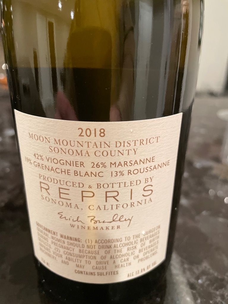 2018 Repris Mélange Blanc Moon Mountain Vineyard, USA, California ...