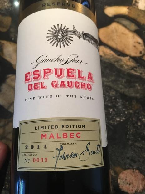 2014 Espuela del Gaucho Malbec Limited Edition Reserve, Argentina ...