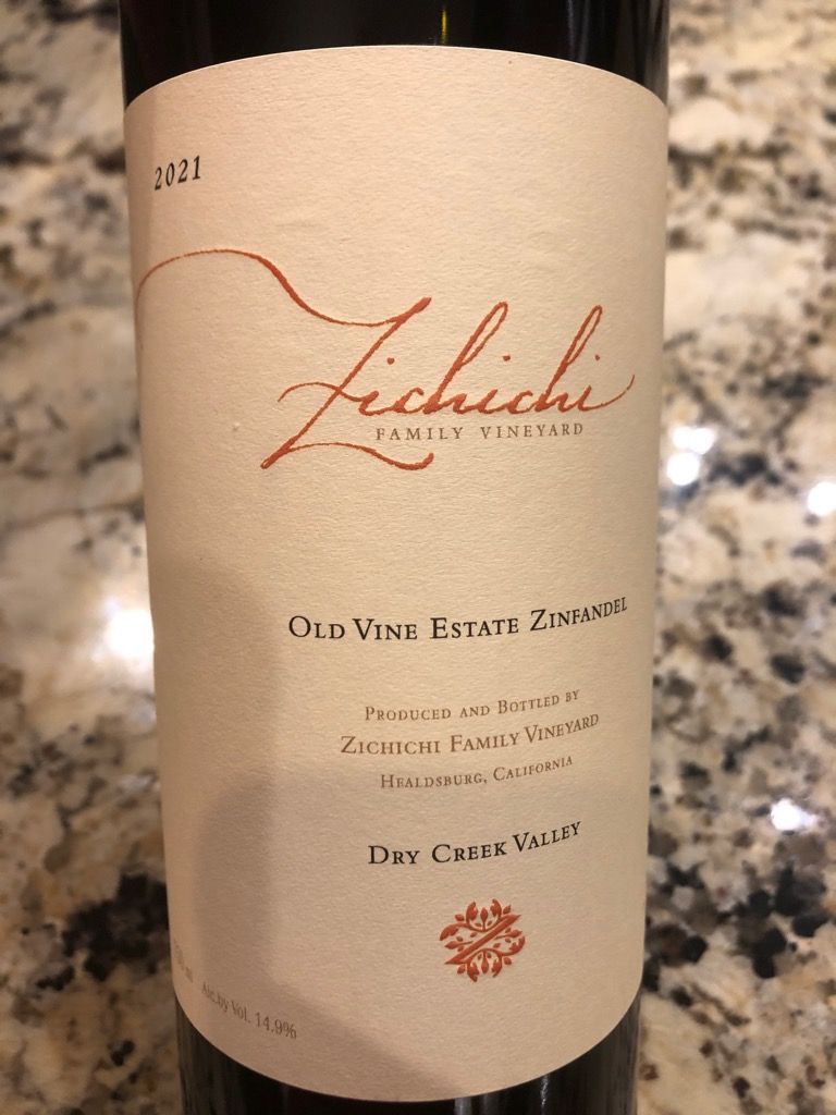2021 Zichichi Family Vineyard Zinfandel Old Vine Estate, USA ...