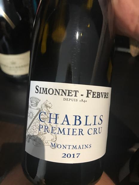 2017 Simonnet-Febvre Chablis 1er Cru Montmains, France, Burgundy ...
