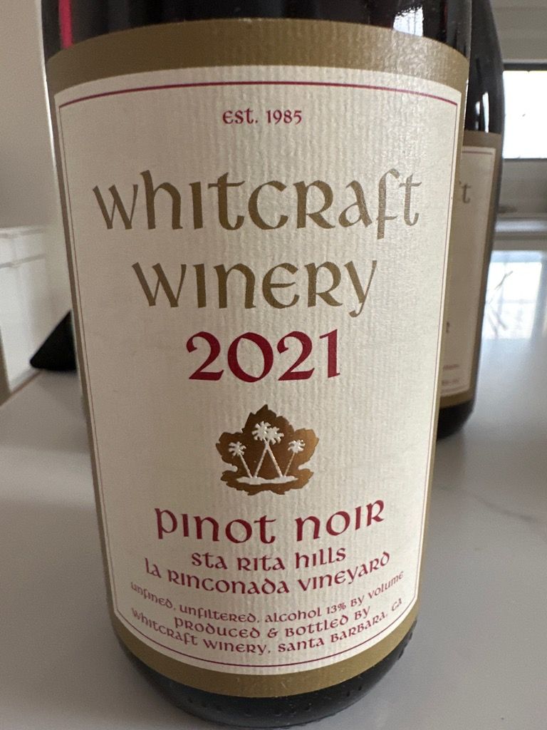 2021 Whitcraft Winery Pinot Noir La Rinconada Vineyard, USA, California ...