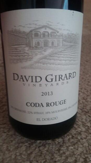 2012 David Girard Vineyards Coda Rouge Estate Vineyard, USA, California ...