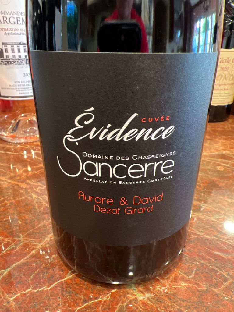 2019 Domaine des Chasseignes Sancerre Rouge Cuvée Evidence, France ...
