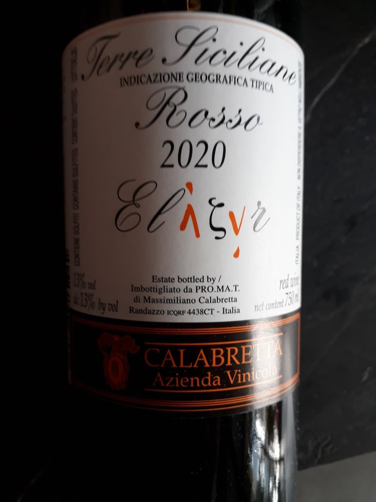 2020 Calabretta Elisir Vino da Tavola, Italy, Sicily, Vino da Tavola ...