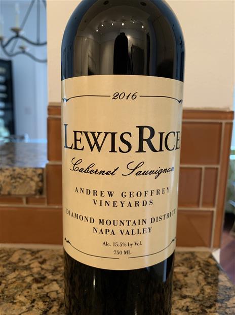 2013 Lewis Rice Cabernet Sauvignon Andrew Geoffrey Vineyards, USA ...