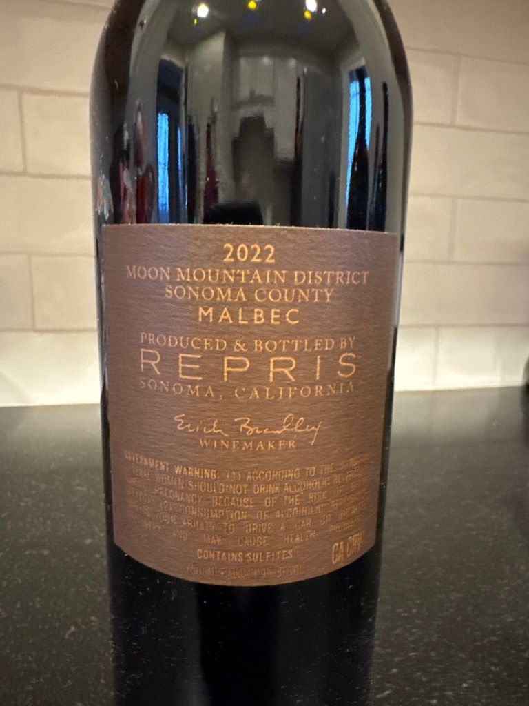 2022 Repris Malbec Moon Mountain Vineyard, USA, California, Sonoma ...