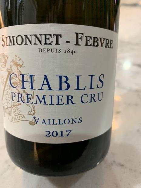 2017 Simonnet-Febvre Chablis 1er Cru Vaillons, France, Burgundy ...