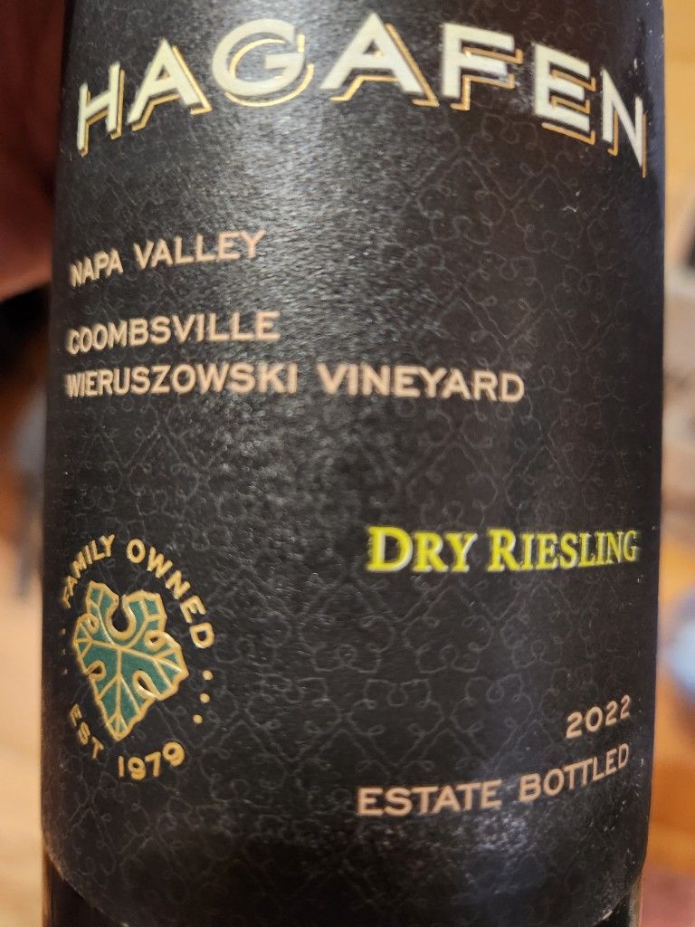 2022 Hagafen Dry Riesling Wieruszowski, USA, California, Napa Valley ...