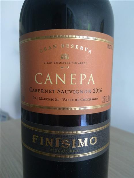 2016 Canepa Cabernet Sauvignon Gran Reserva Finisimo, Chile, Rapel ...