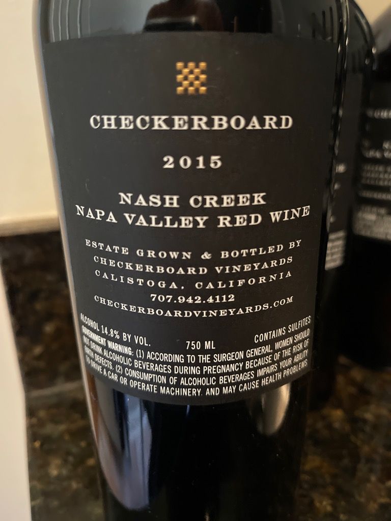 2015 Checkerboard Vineyards Nash Creek, USA, California, Napa Valley ...