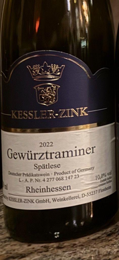 2022 Kessler-Zink Gewürztraminer Spätlese, Germany, Rheinhessen ...