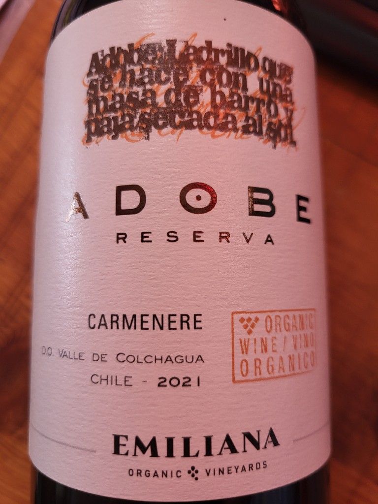2021 Emiliana Carménère Adobe Reserva, Chile, Rapel Valley, Colchagua ...