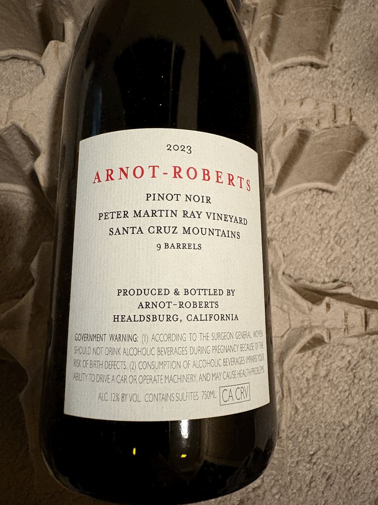 2023 Arnot-Roberts Pinot Noir Peter Martin Ray Vineyard, USA ...
