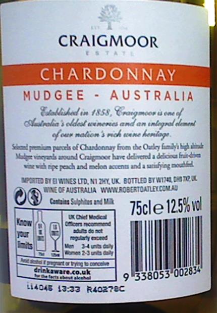 1991 Craigmoor Chardonnay, Australia, New South Wales, Central Ranges ...