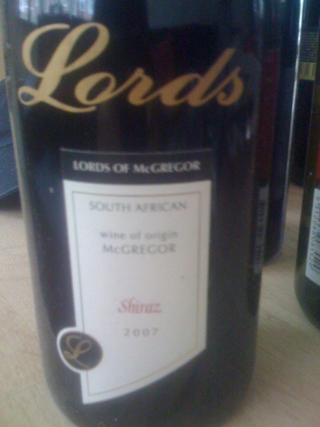 2007 Lords Shiraz, South Africa, Western Cape - CellarTracker