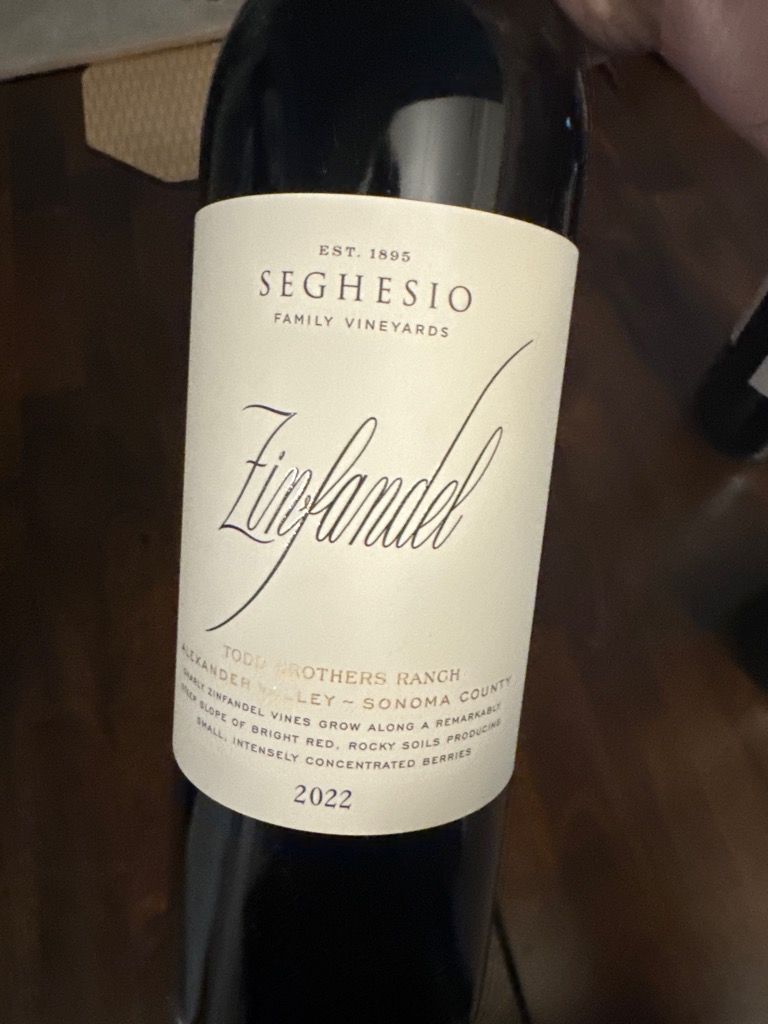 2022 Seghesio Family Vineyards Zinfandel Todd Brothers, USA, California, Sonoma County ...