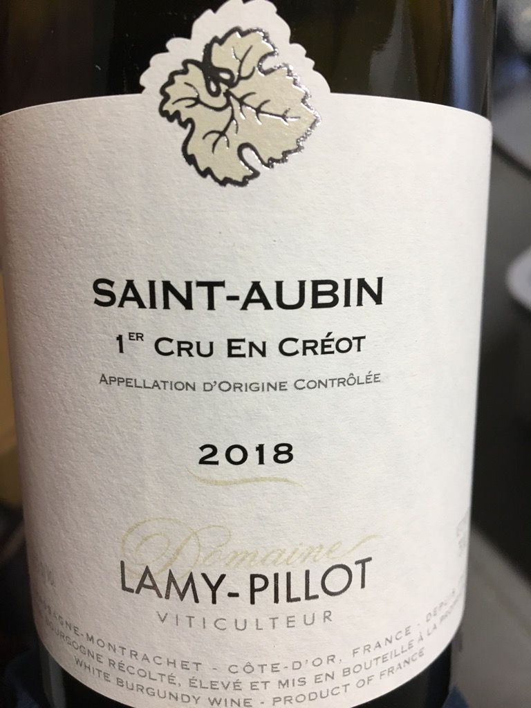 2018 Domaine Lamy-Pillot Saint-Aubin 1er Cru En Créot Blanc, France ...