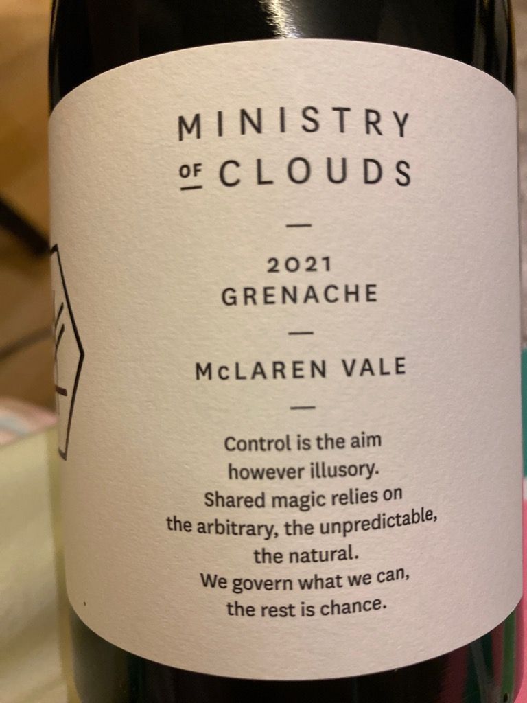 2021 Ministry of Clouds Grenache, Australia, South Australia, Fleurieu ...