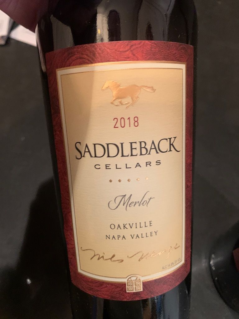 2019 Saddleback Cellars Merlot, USA, California, Napa Valley, Oakville - CellarTracker